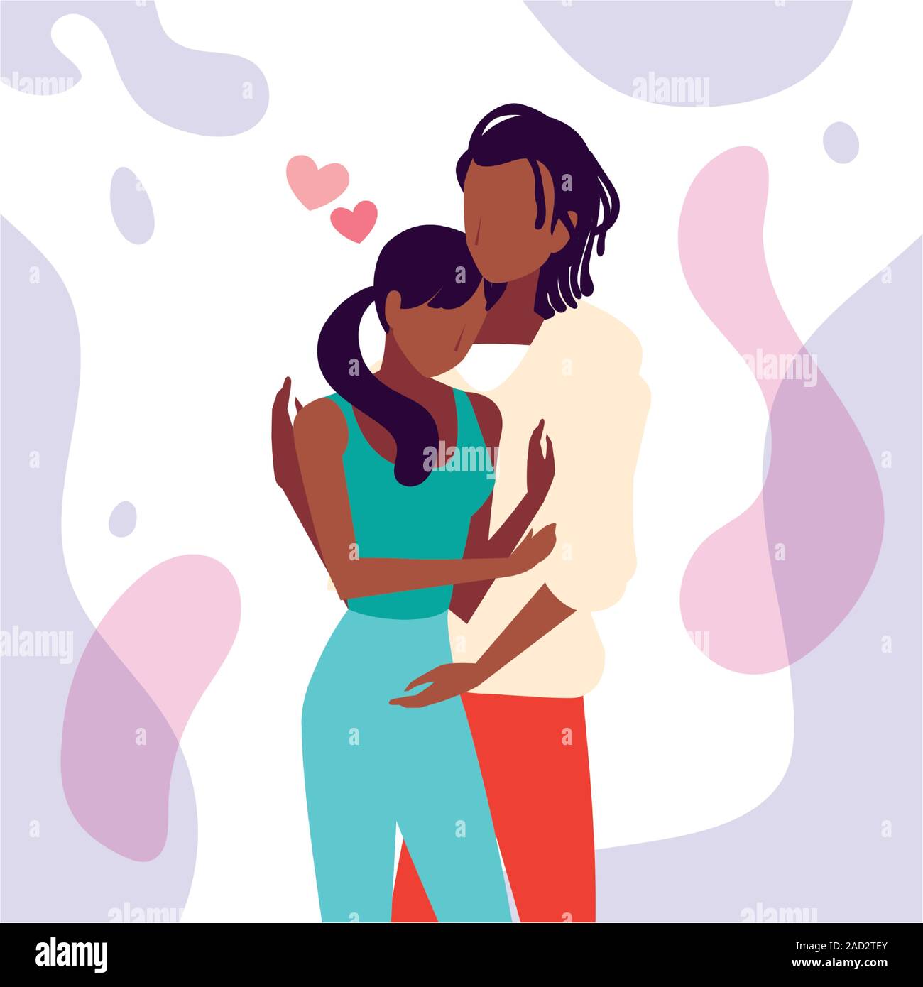 couple of people in love, man and woman embracing each other affectionately vector illustration ...