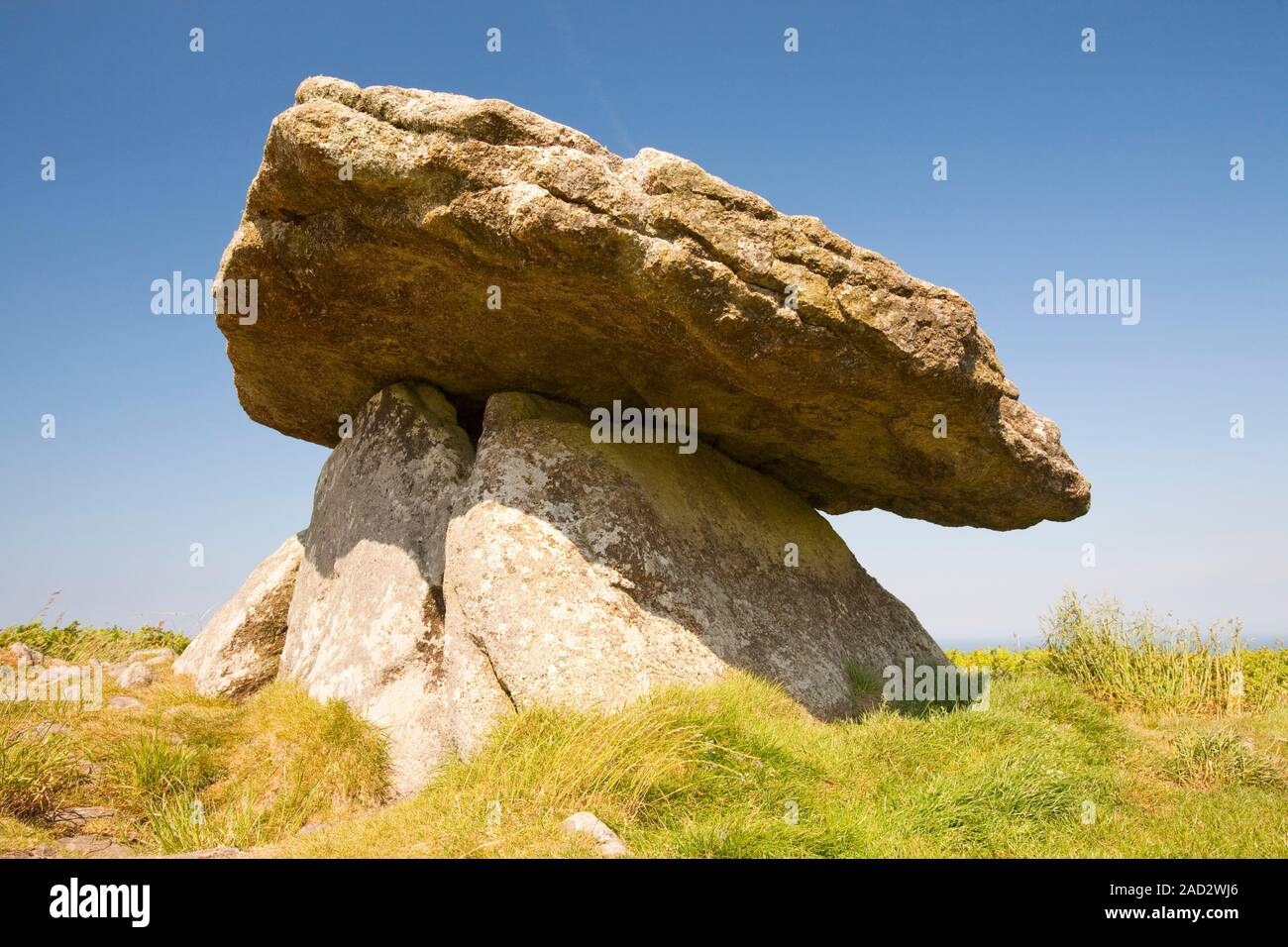 Chun Quiot and ancient burial chamber near St Just, Cornwall, UK Stock ...
