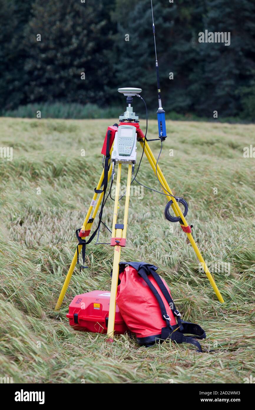 A differential GPS being used in real time kinematic survey, to survey ...