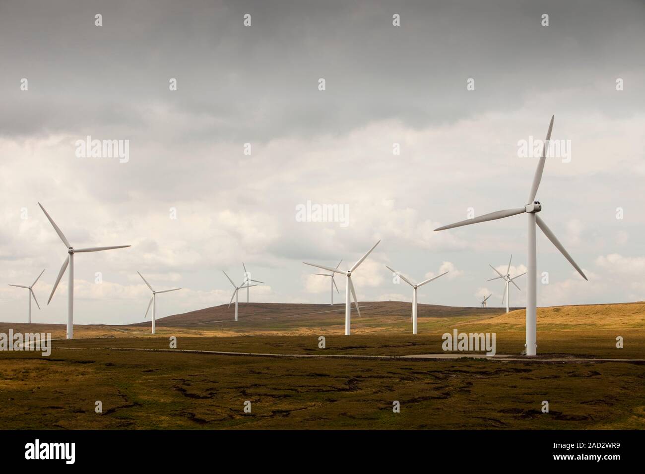 Scout Moor wind farm on the Pennine Moors between Rochdale and ...