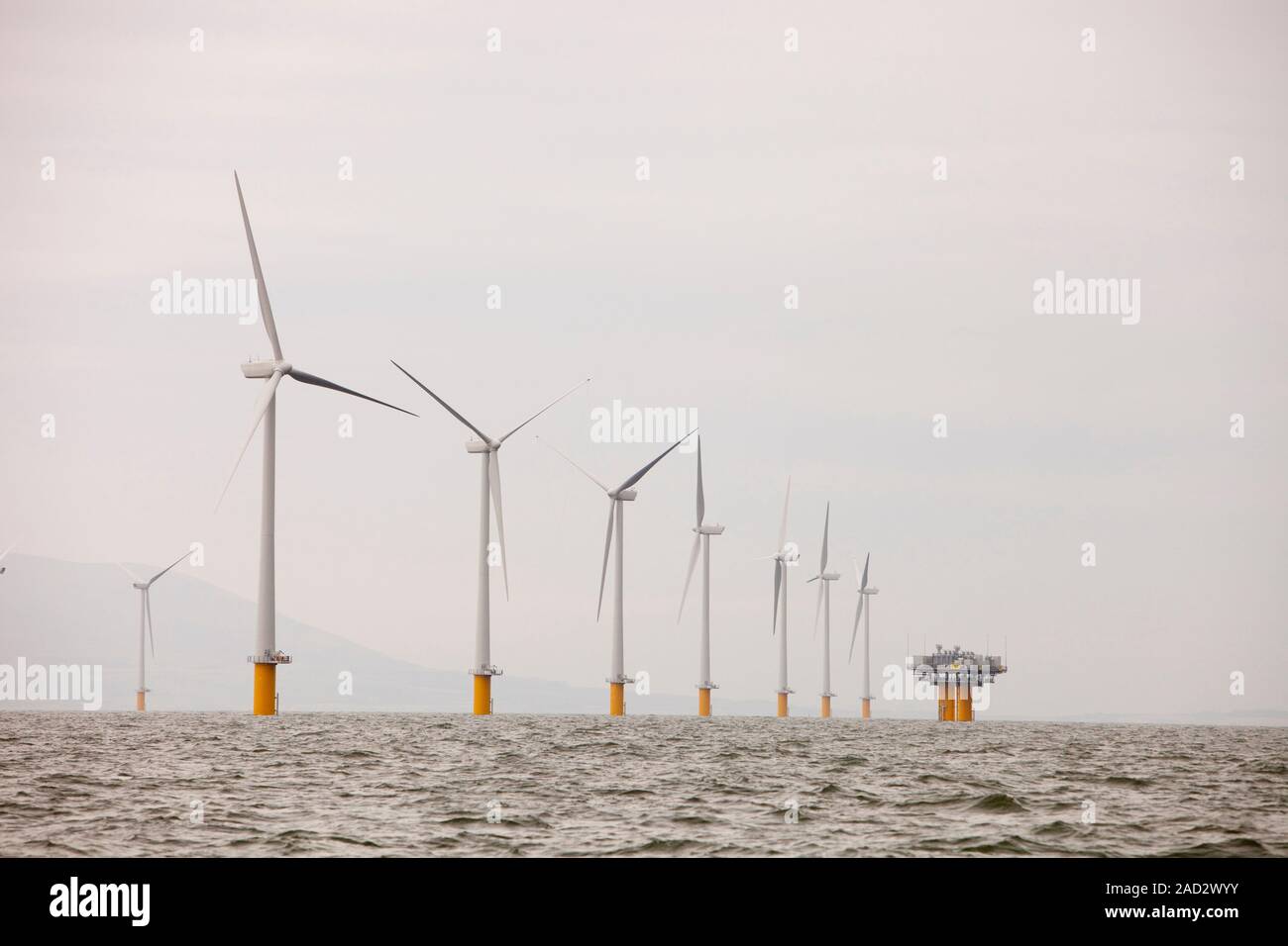 The newly built Robin Rigg offshore wind farm in the solway firth ...