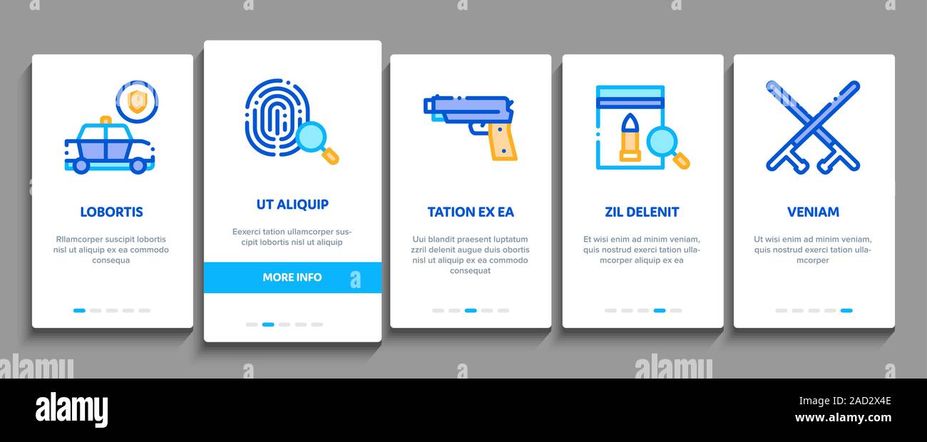 Police Department Onboarding Elements Icons Set Vector Stock Vector ...