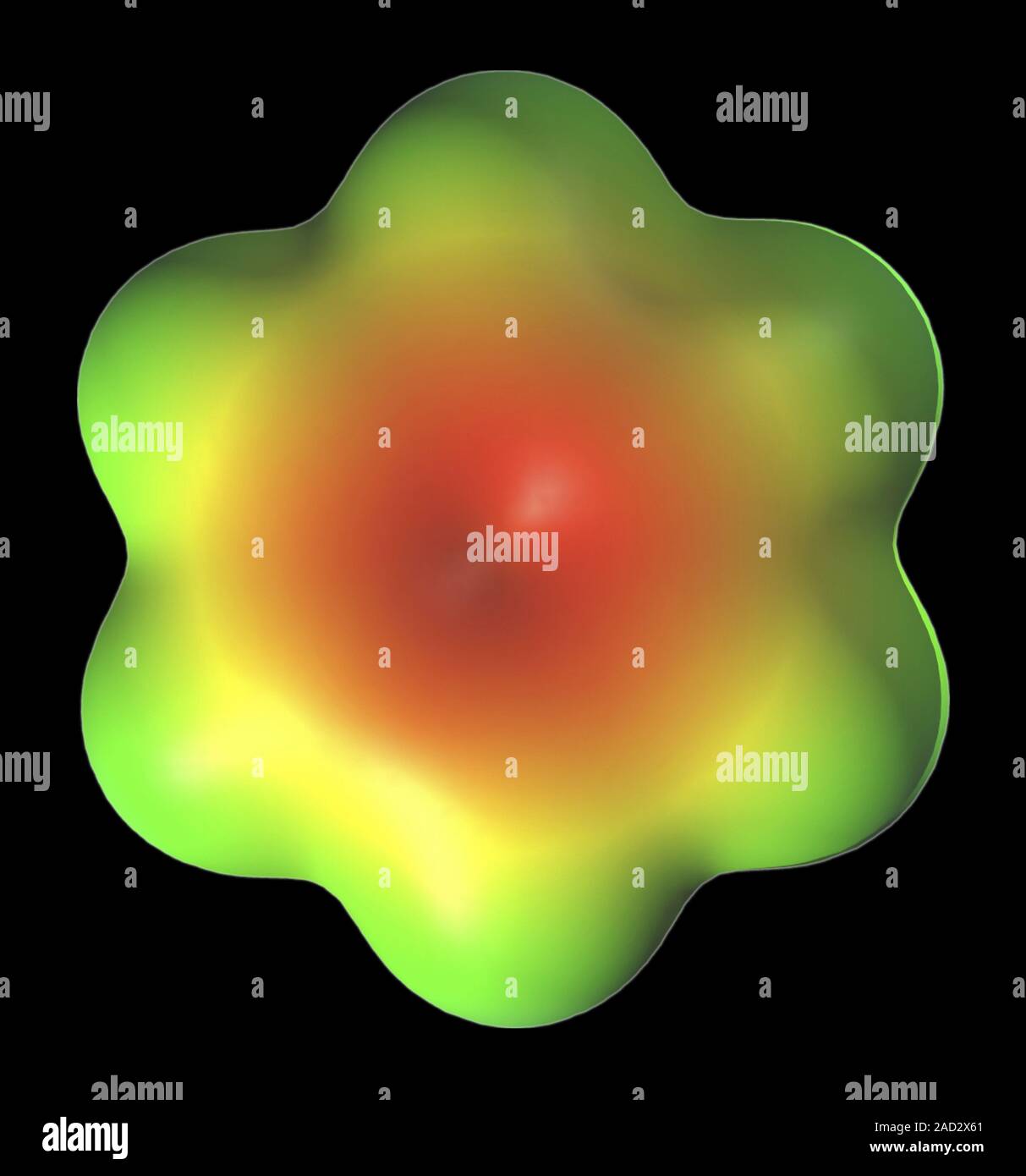 Benzene aromatic hydrocarbon molecule, shown as the molecule's ...