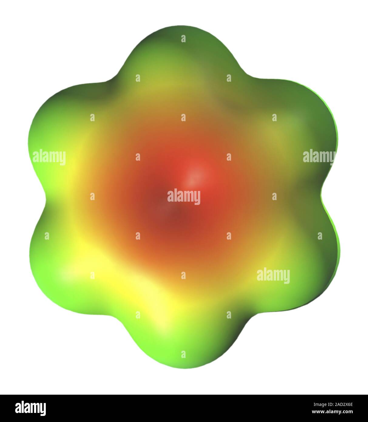 Benzene aromatic hydrocarbon molecule, shown as the molecule's ...