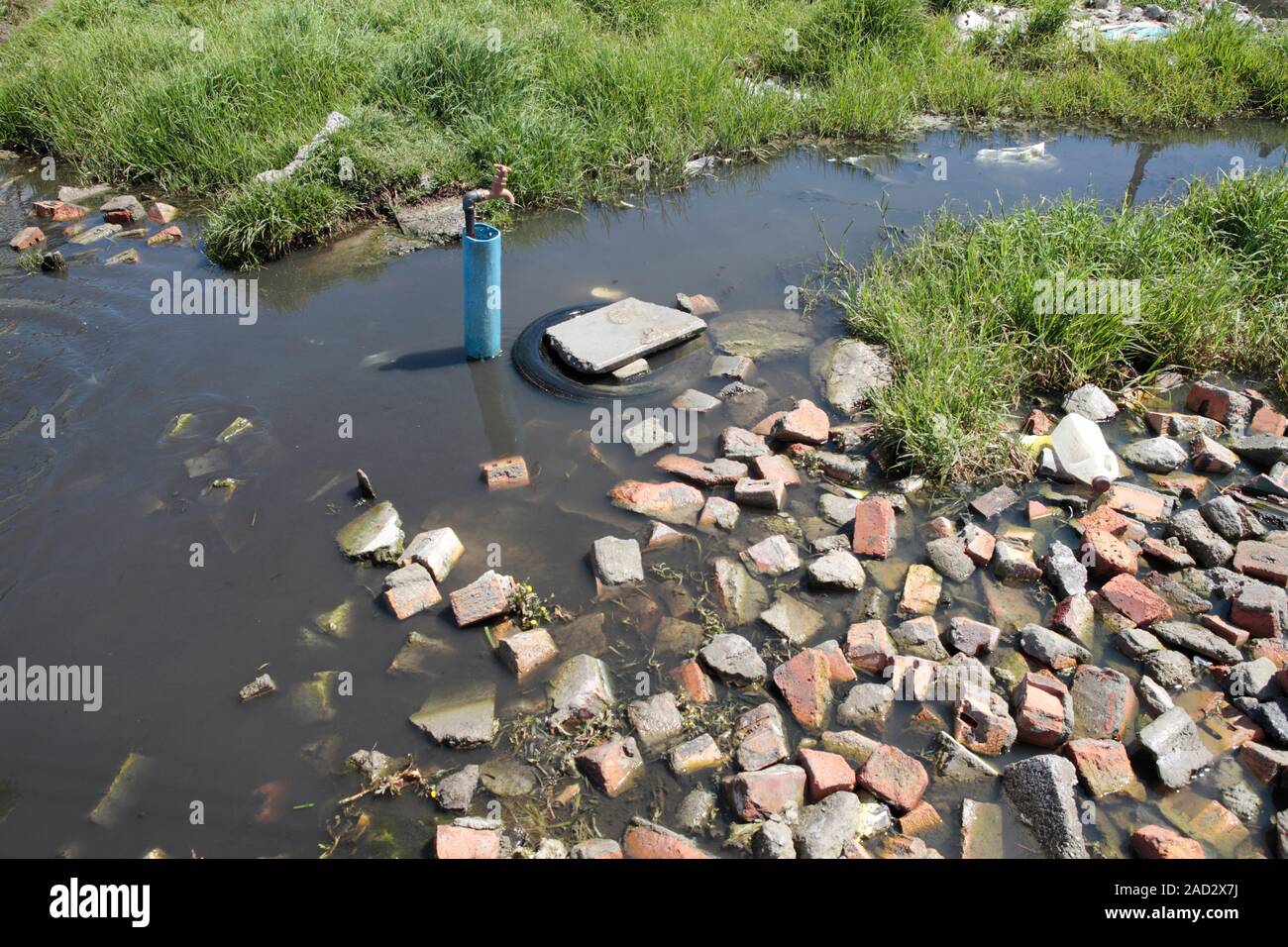 Standpipe. Shared standpipe providing water to a township. Photographed ...