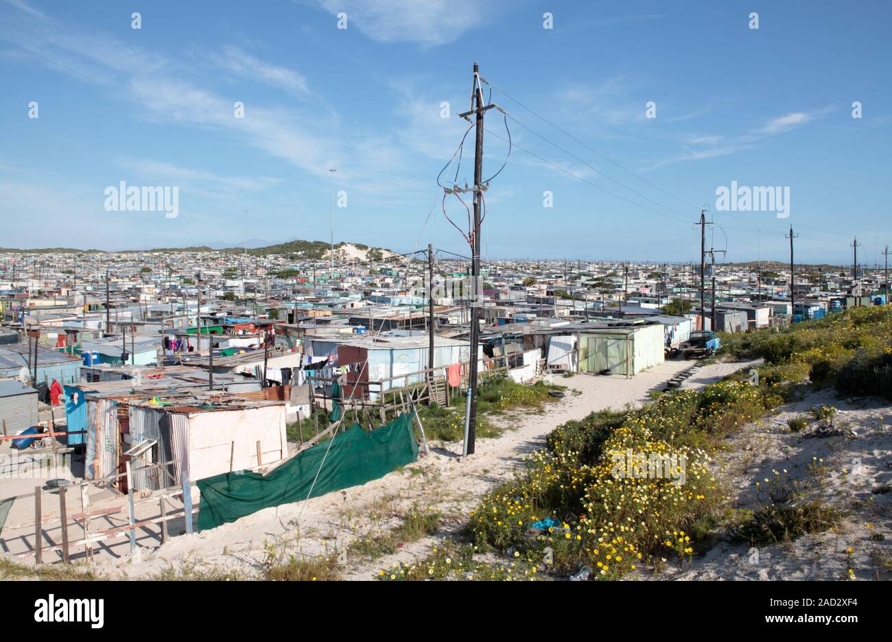 Township. A view across tin shack housing in Khayelitsha Township, Cape ...