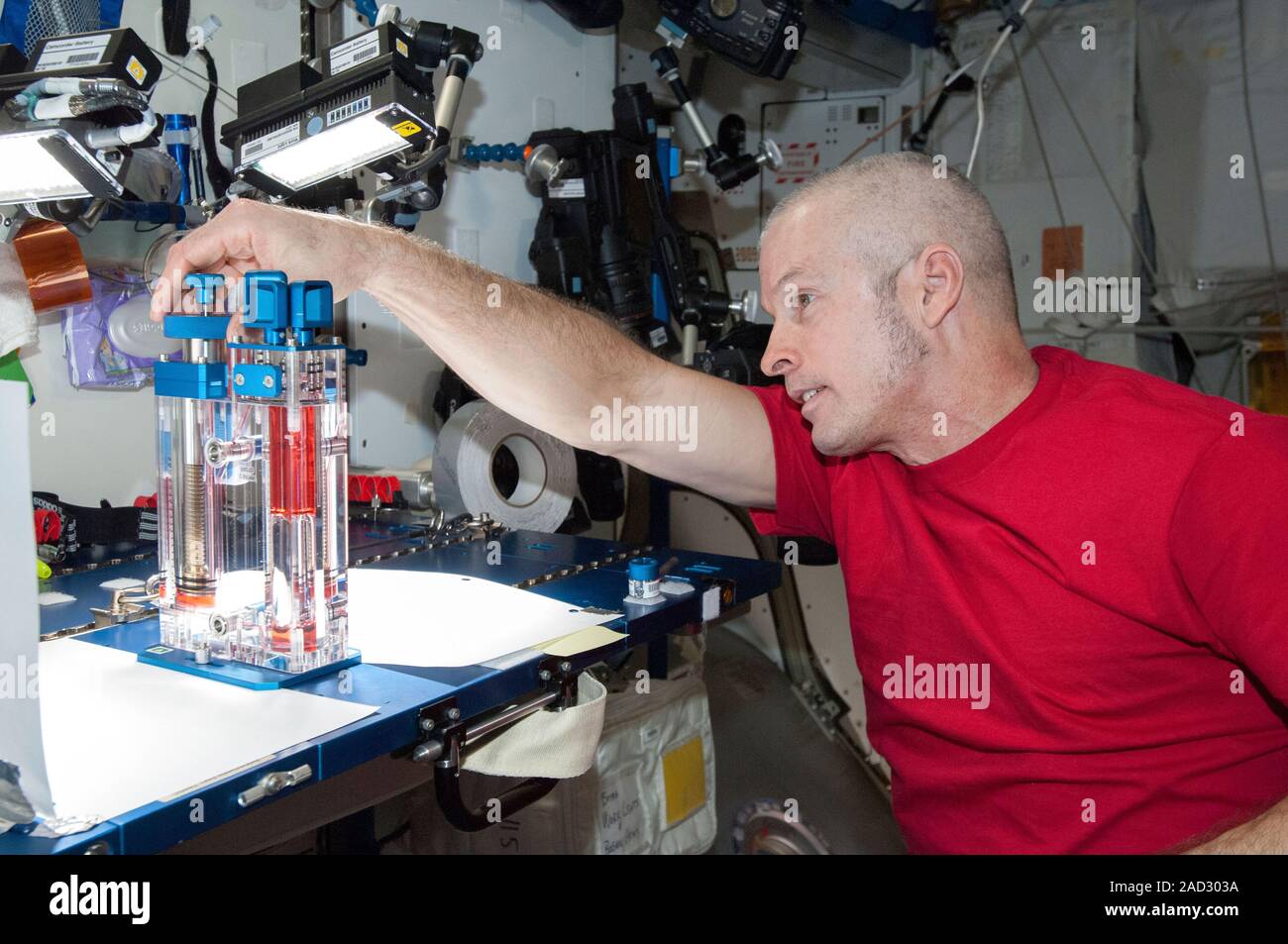 Steve Swanson, US astronaut, on the ISS. Astronaut photograph of NASA ...