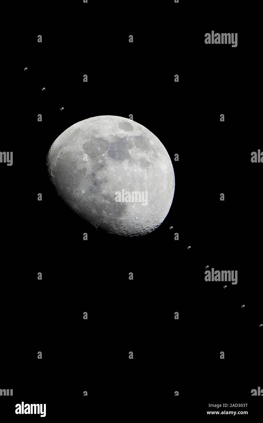 ISS crossing the Moon, time-lapse image. The International Space ...