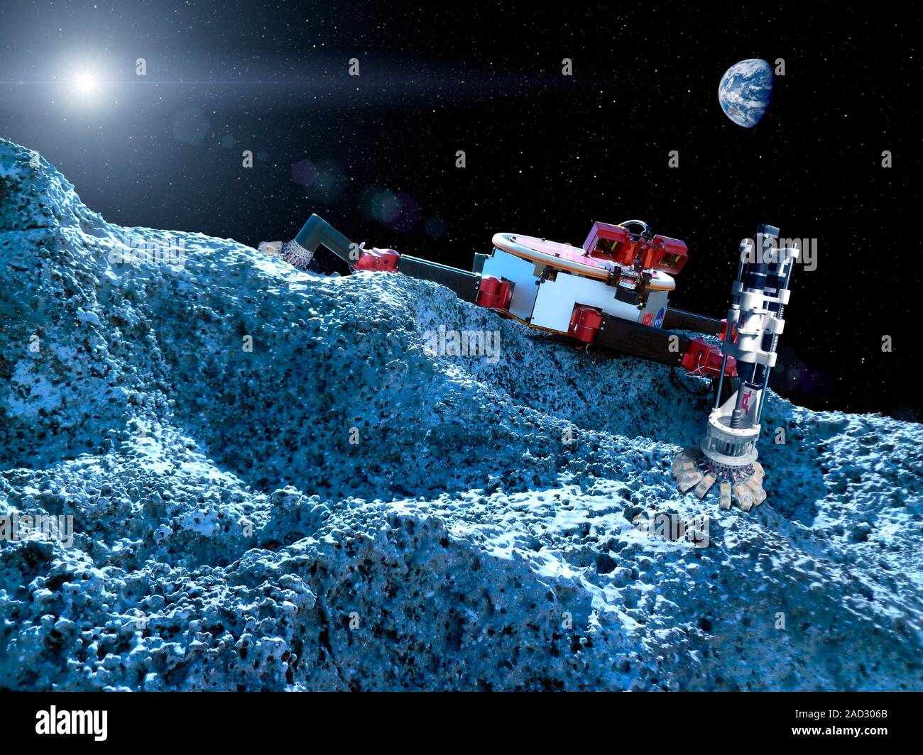 Space rover with microspine grippers. Computer illustration of a ...