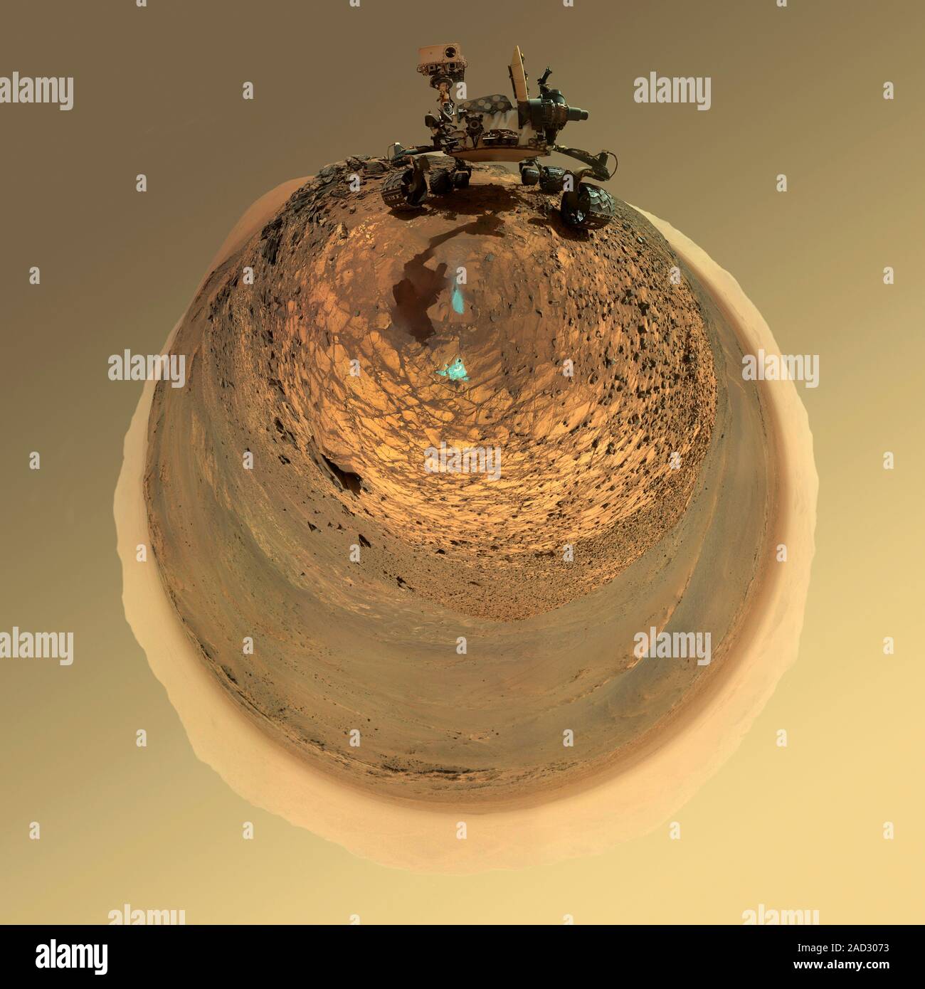 Mars Curiosity rover self-portrait. Stereographic projection of an ...