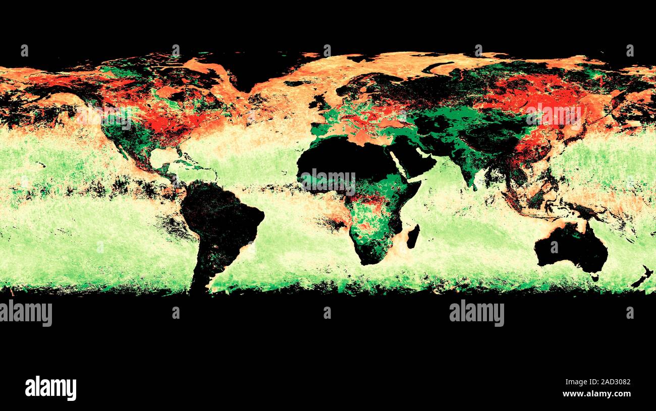 Atmospheric aerosol distribution. Satellite image showing the global ...