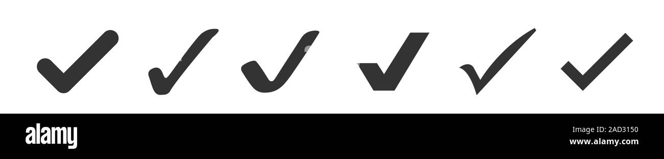 Check mark icons set isolated on white background Stock Vector Image ...