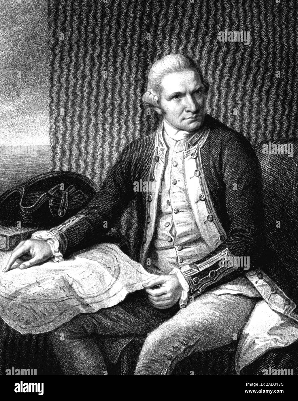 Captain James Cook (1728-1779). 1854 illustration of the British ...