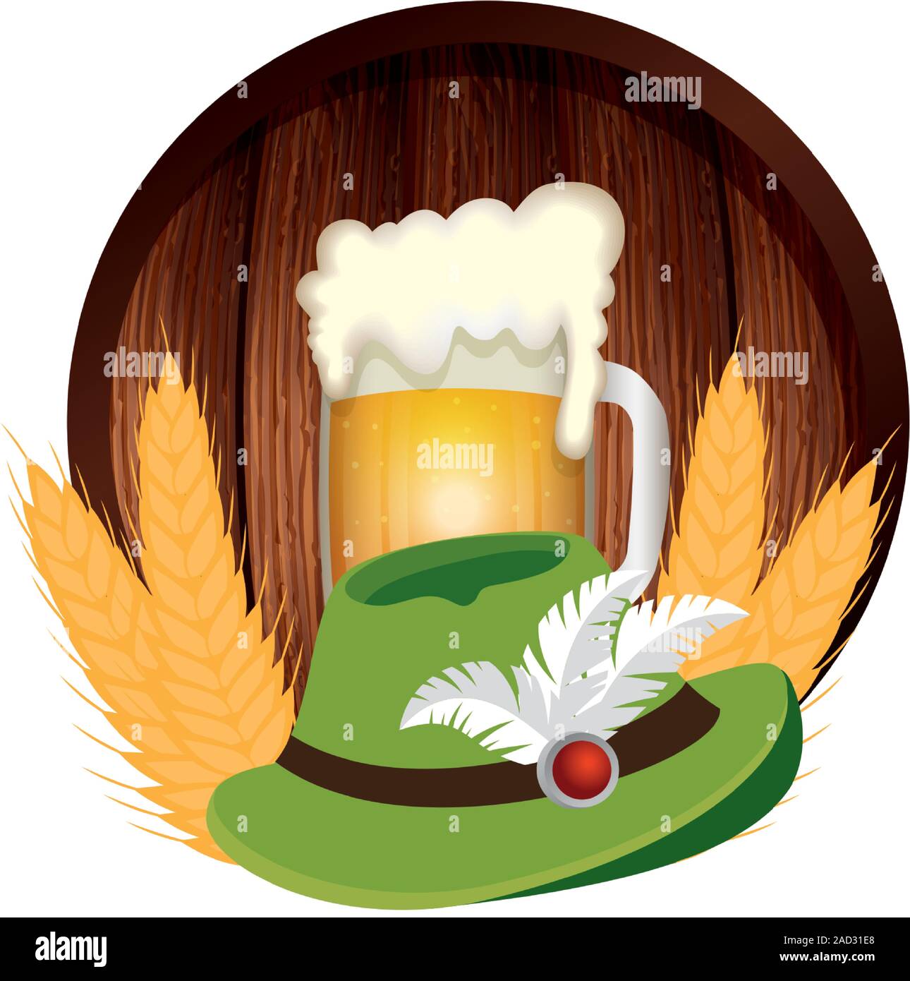 Oktoberfest hat and beer vector design Stock Vector Image & Art - Alamy