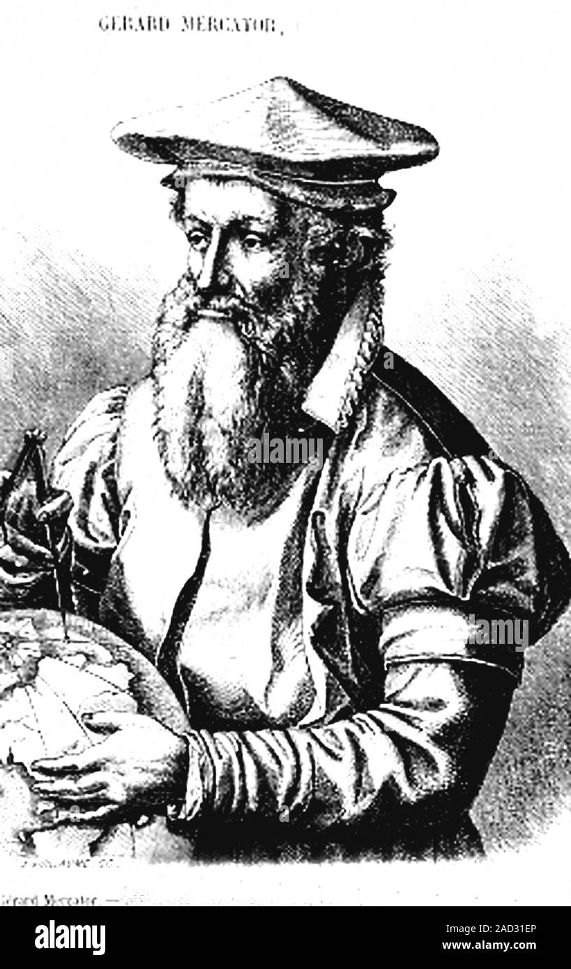 Gerardus Mercator (1512-1594). 1868 illustration of the Flemish ...