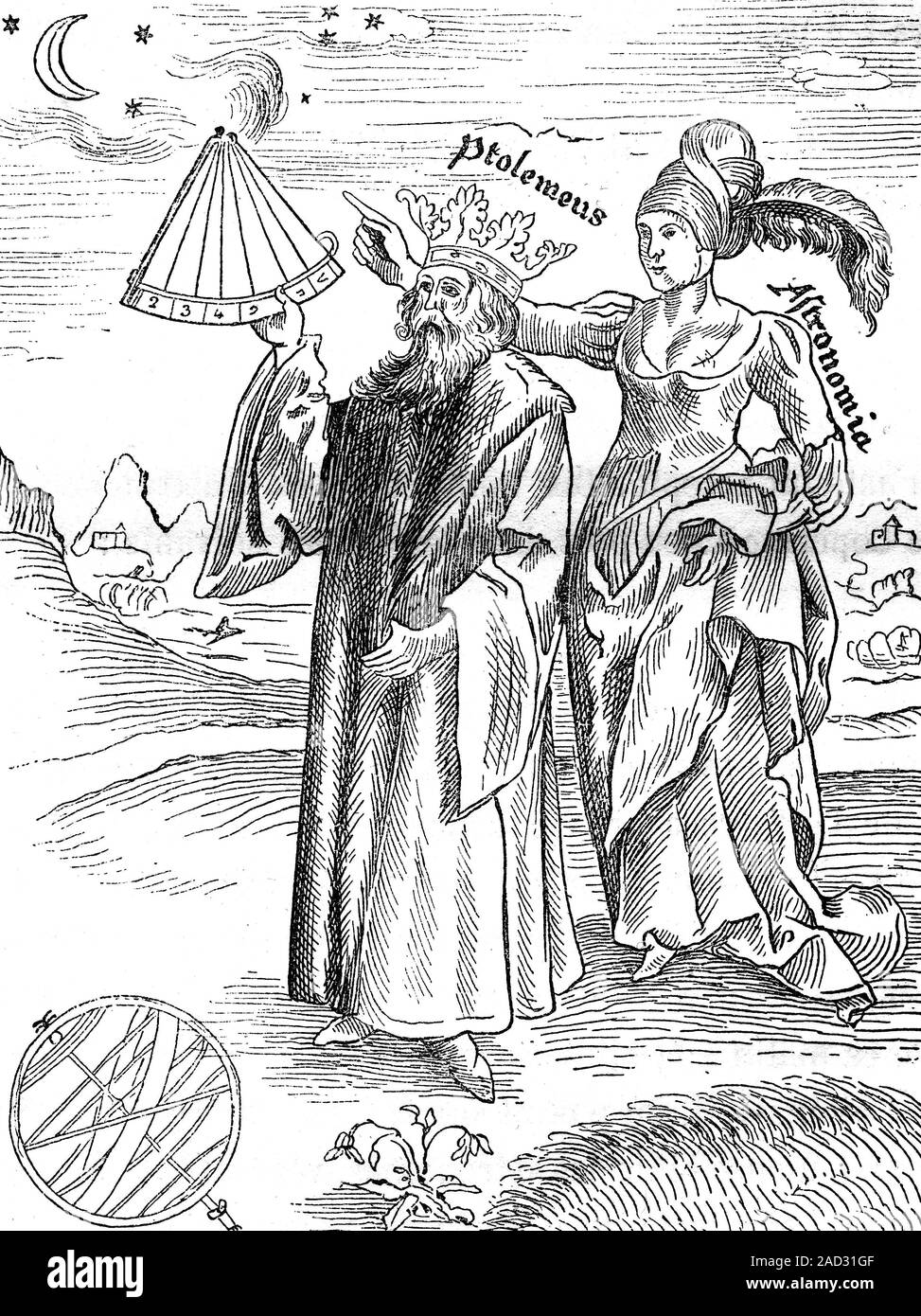 Ptolemy (c.90-c.168). 1868 reproduction of an illustration of the Greek ...