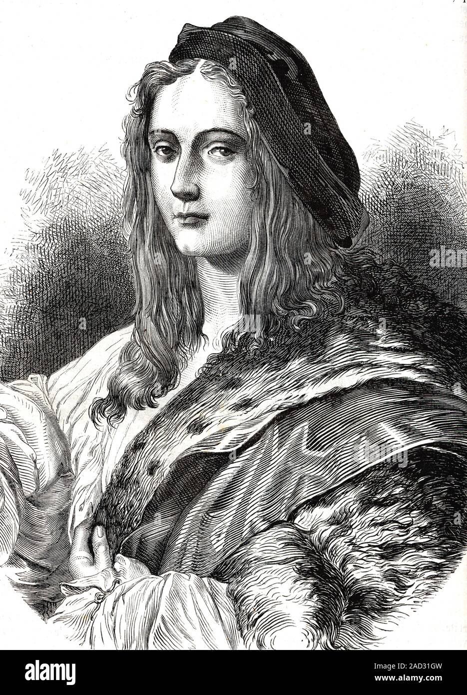 Raphael (1483-1520). 1869 illustration of the Italian Renaissance ...