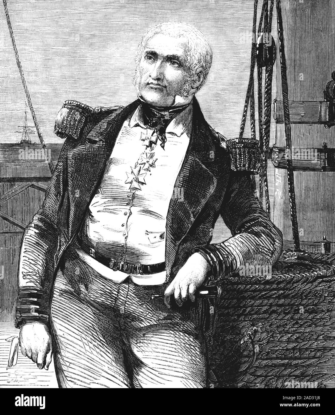 Charles Napier (1598-1657). 1864 illustration of the British naval ...