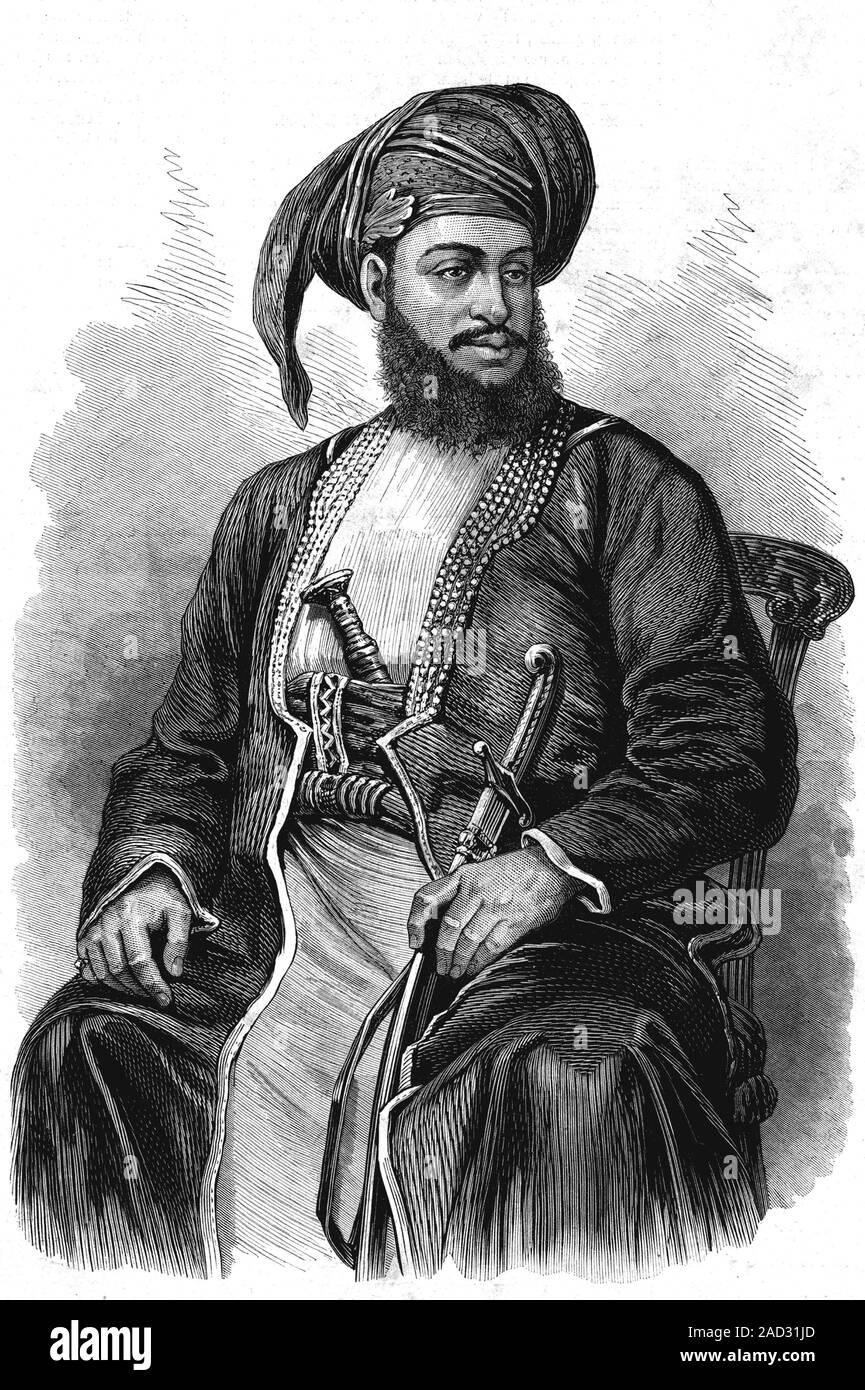 Barghash bin Said (1837-1888). 1882 illustration of the second Sultan ...