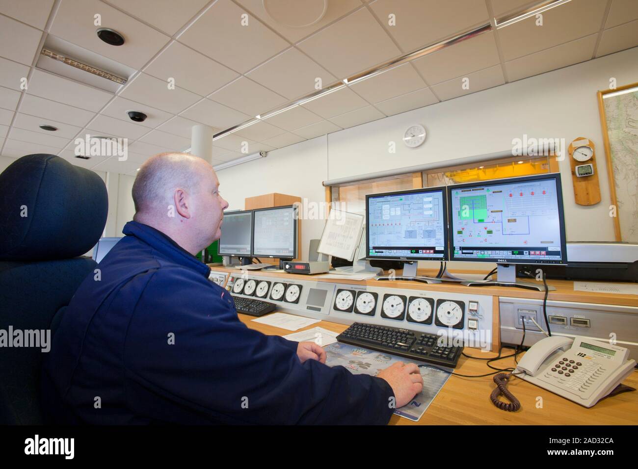 The control room hall of Krafla geothermal power station, that measures ...