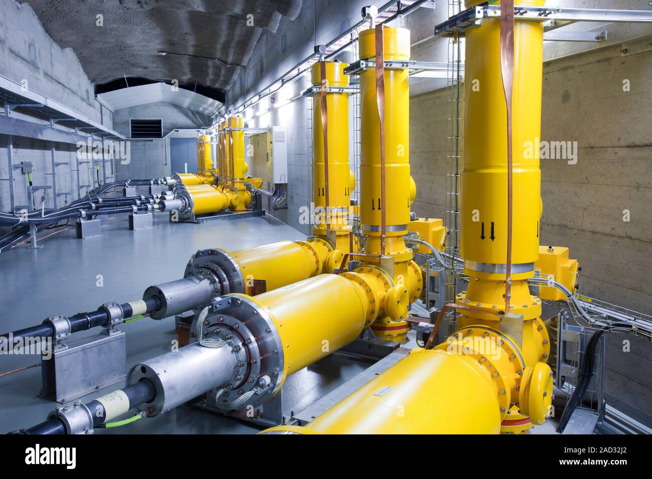 High voltage cables in Fljotsdalur hydro power station, part of ...