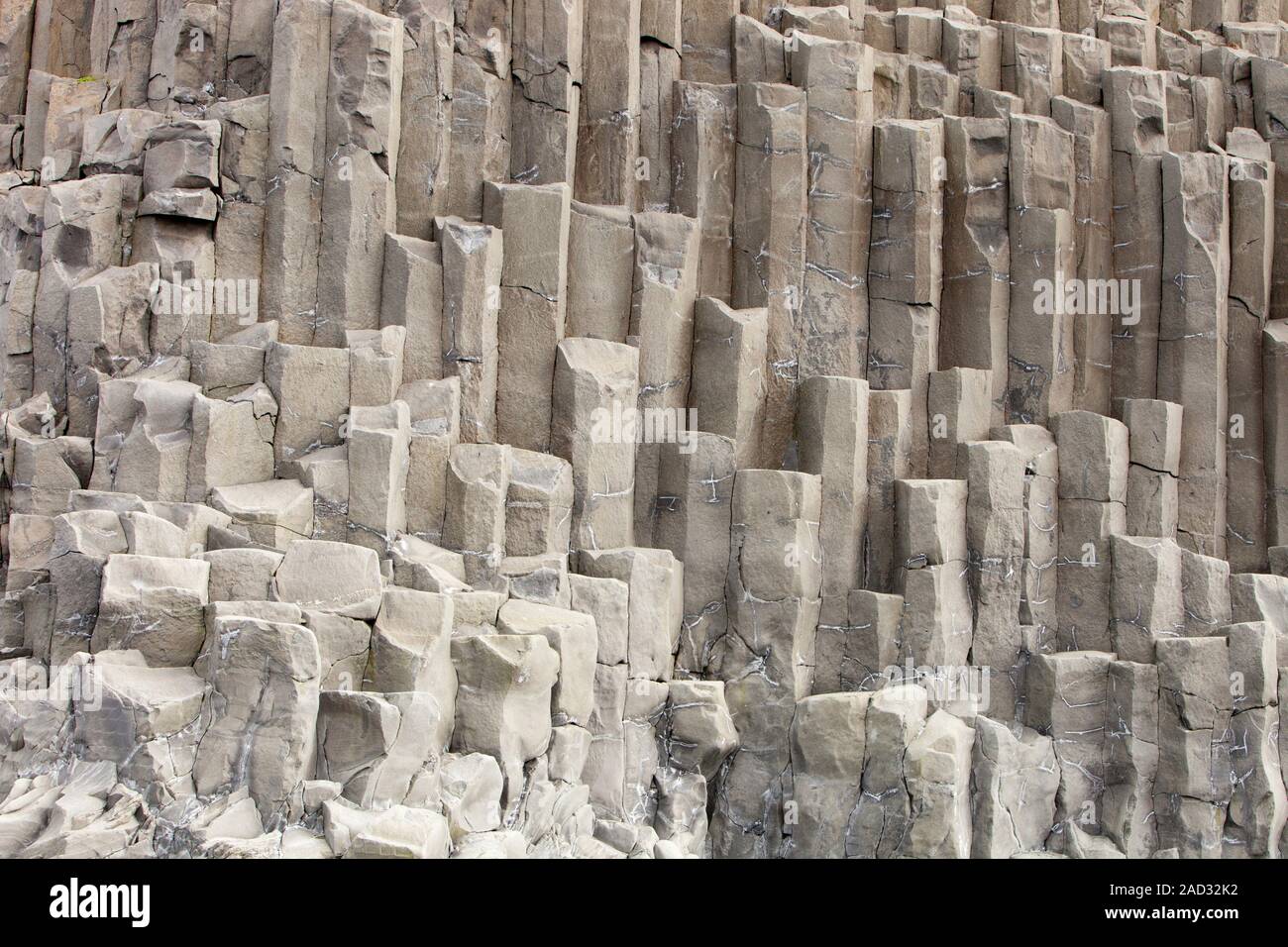Columnar jointing in Basalt at Vik on Iceland's south coast Stock Photo ...