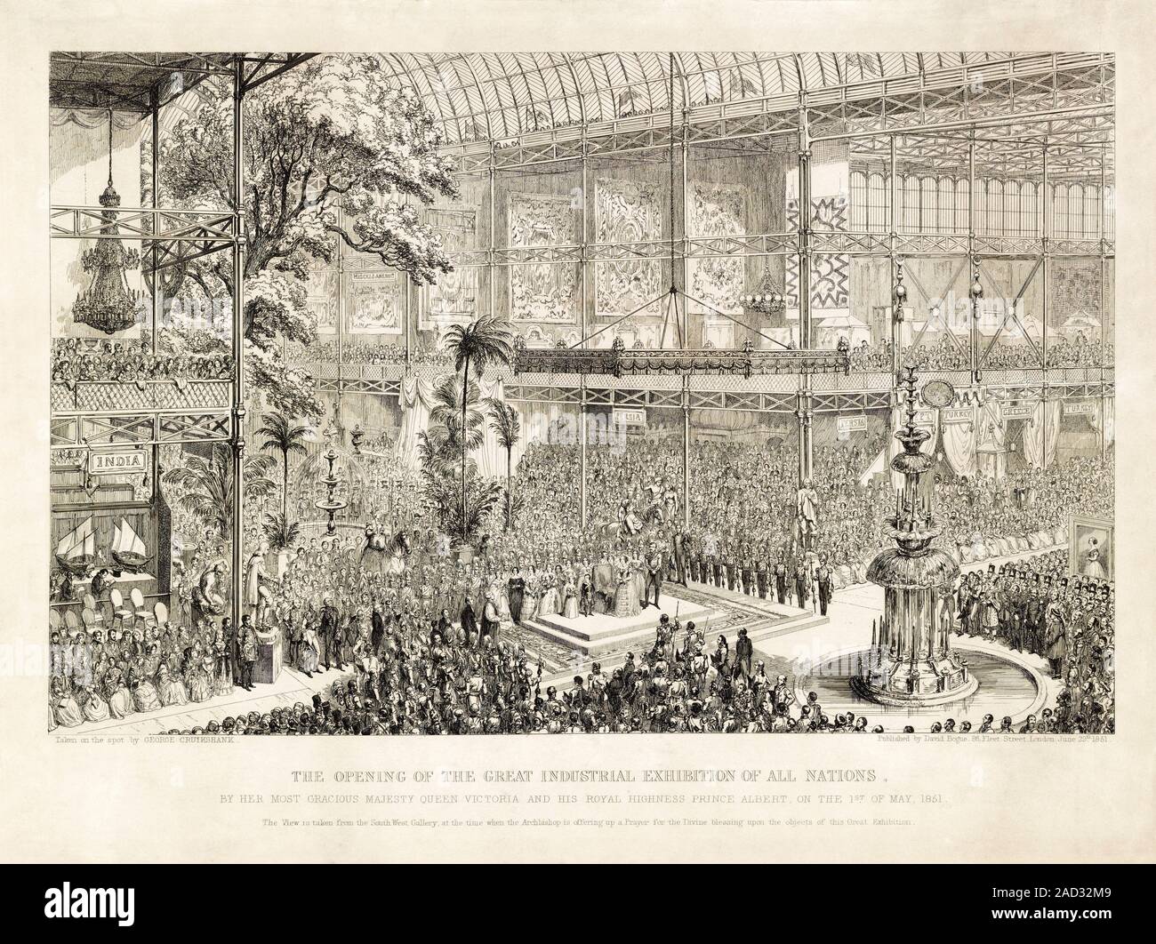 Opening of the Great Exhibition of 1851. Illustration showing 'The ...