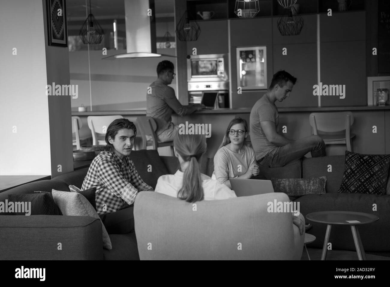 Group brainstorming ideas Black and White Stock Photos & Images - Alamy