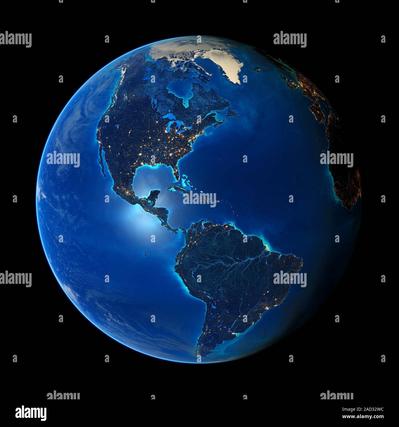 Earth's hydrosphere. Earth hemisphere map, centred on the Caribbean Sea ...