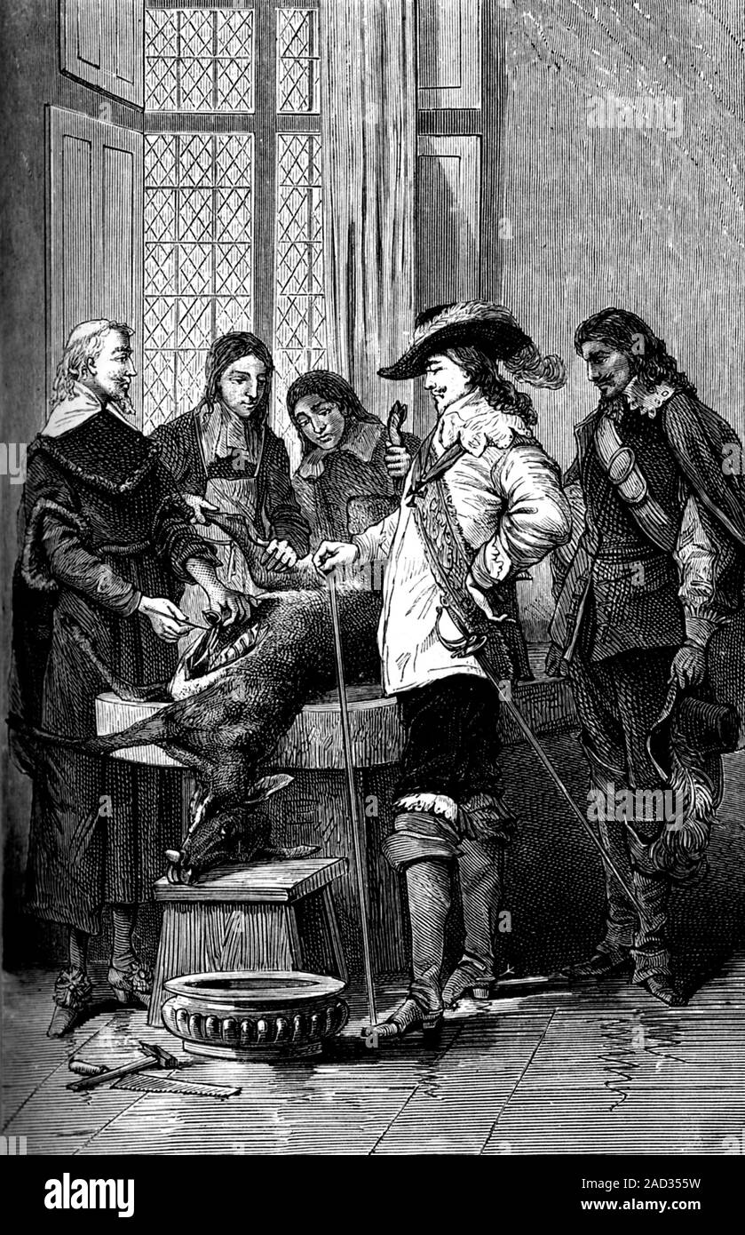 William Harvey and Charles I. 1854 illustration of the English ...