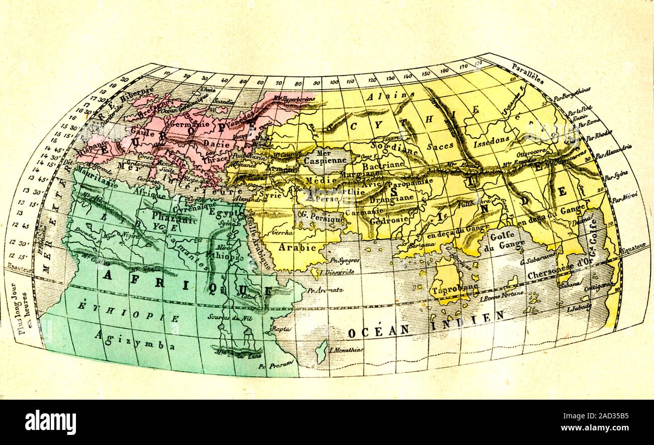 The World by Homer. 1886 replica of a map of the known world according ...