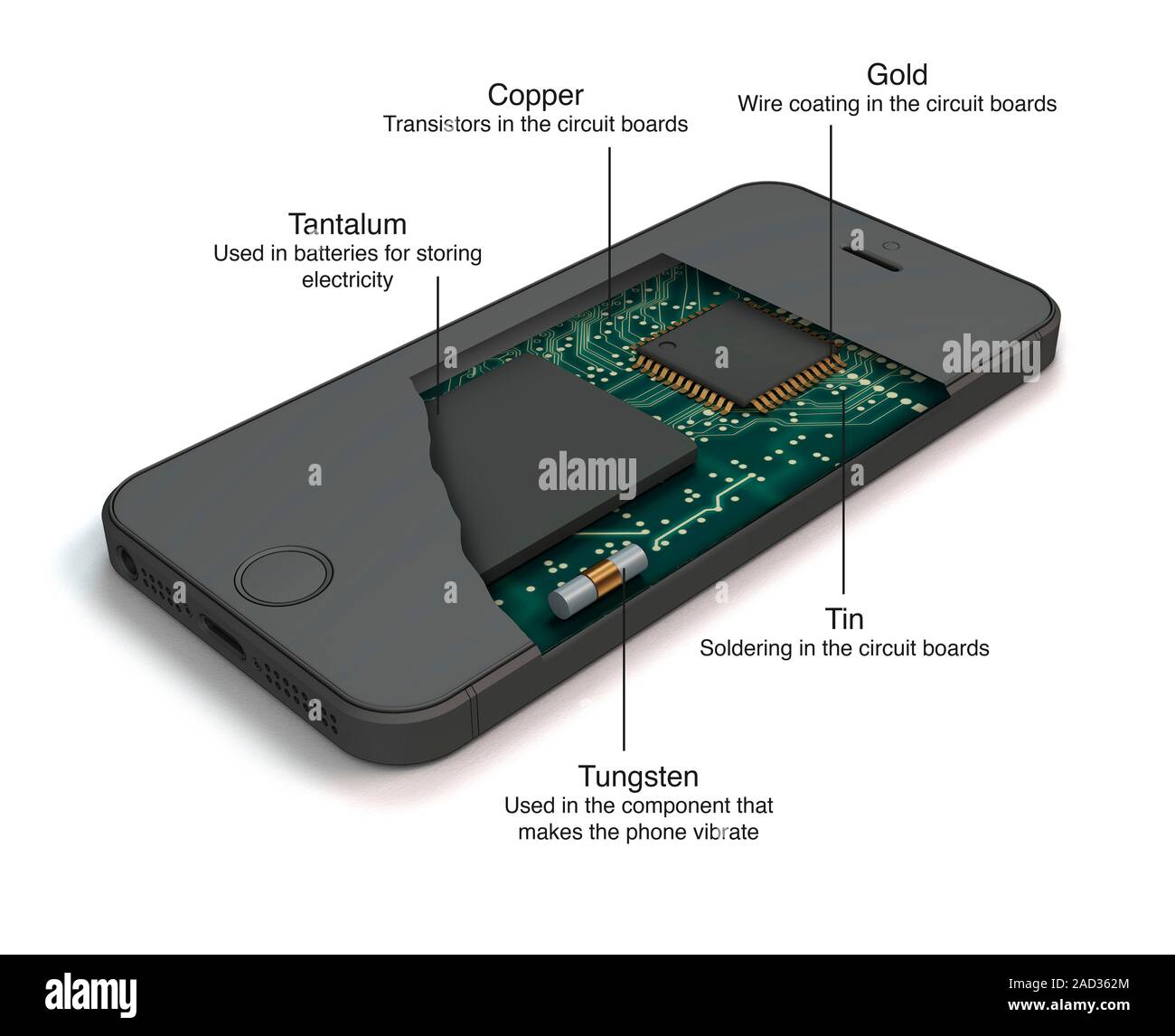 Smartphone Structure Cutaway Computer Illustration Showing The