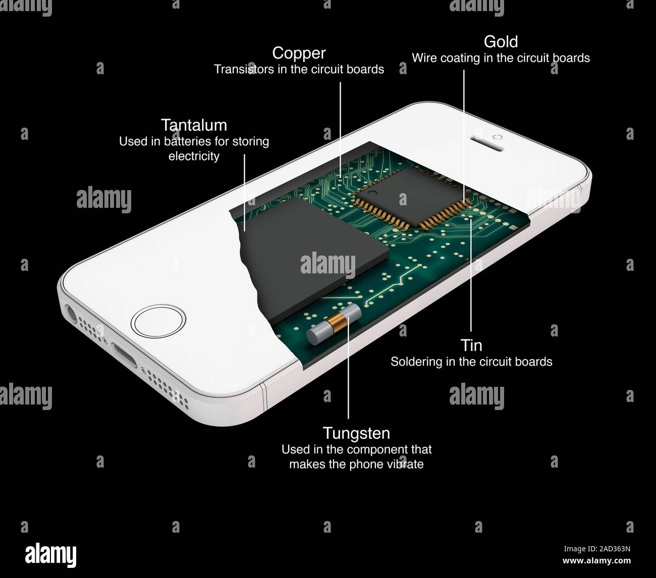 Smartphone Structure Cutaway Computer Illustration Showing The