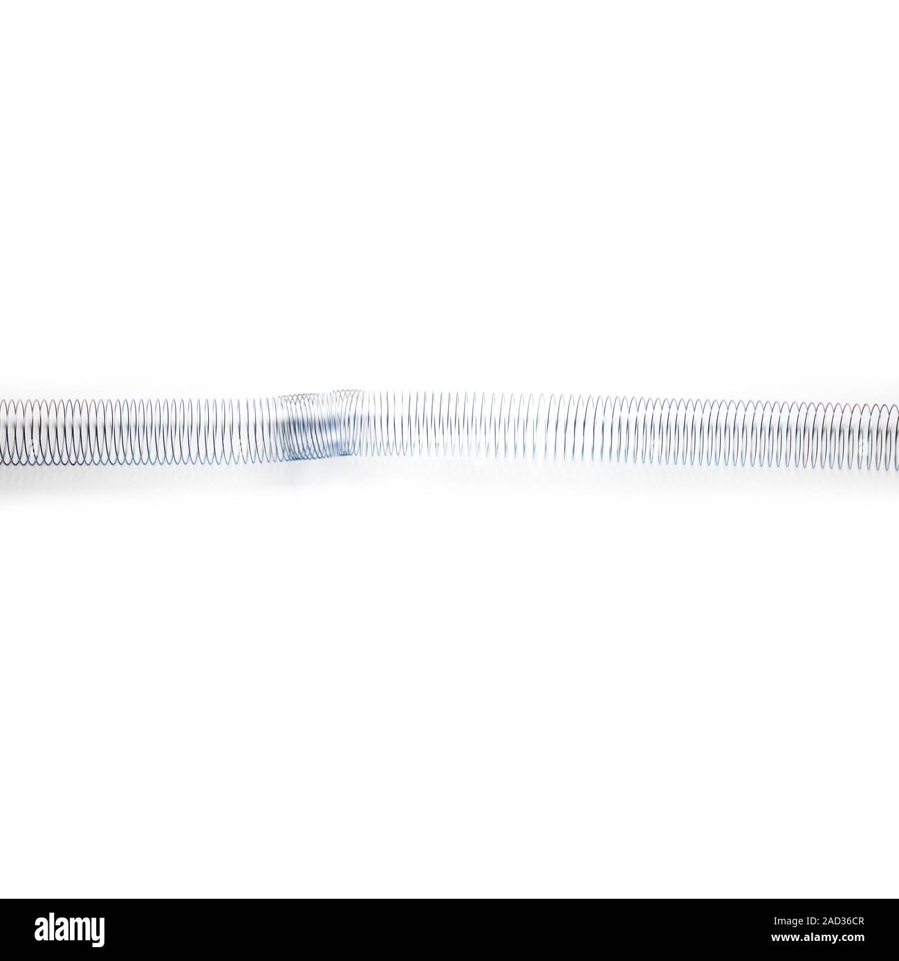 Longitudinal wave in a slinky spring. In longitudinal (or compression ...