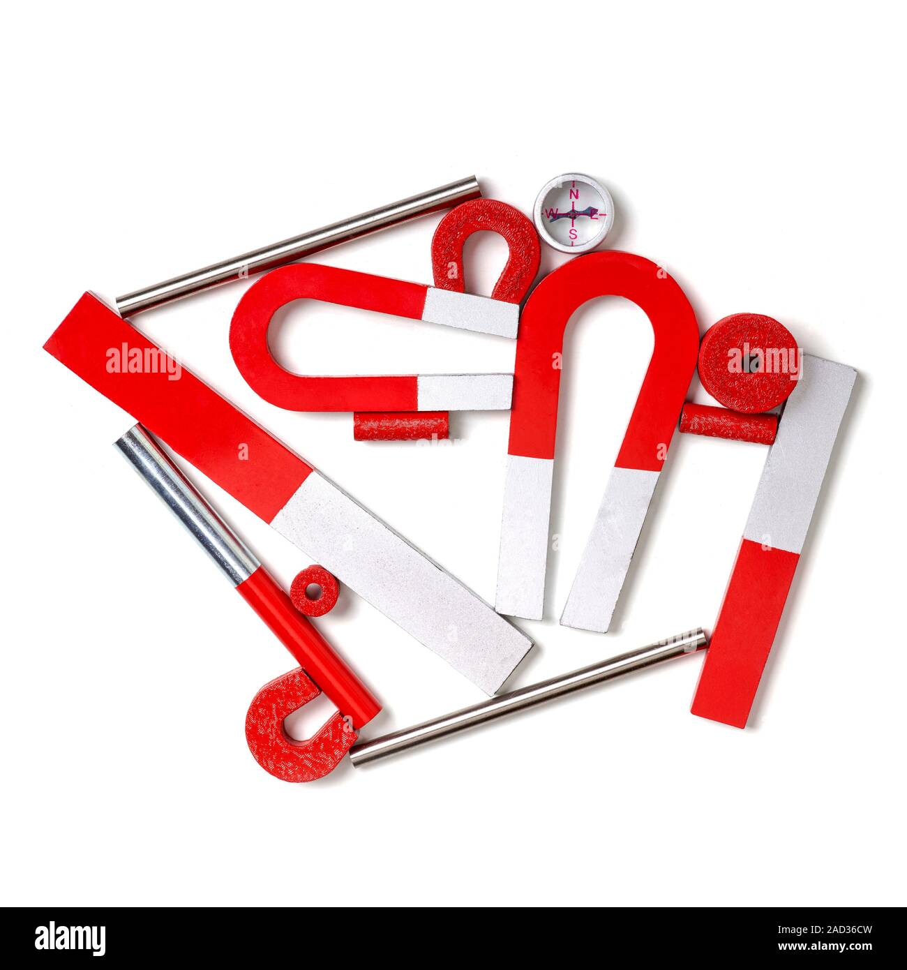 Collection of different types of permanent magnet, along with a small ...