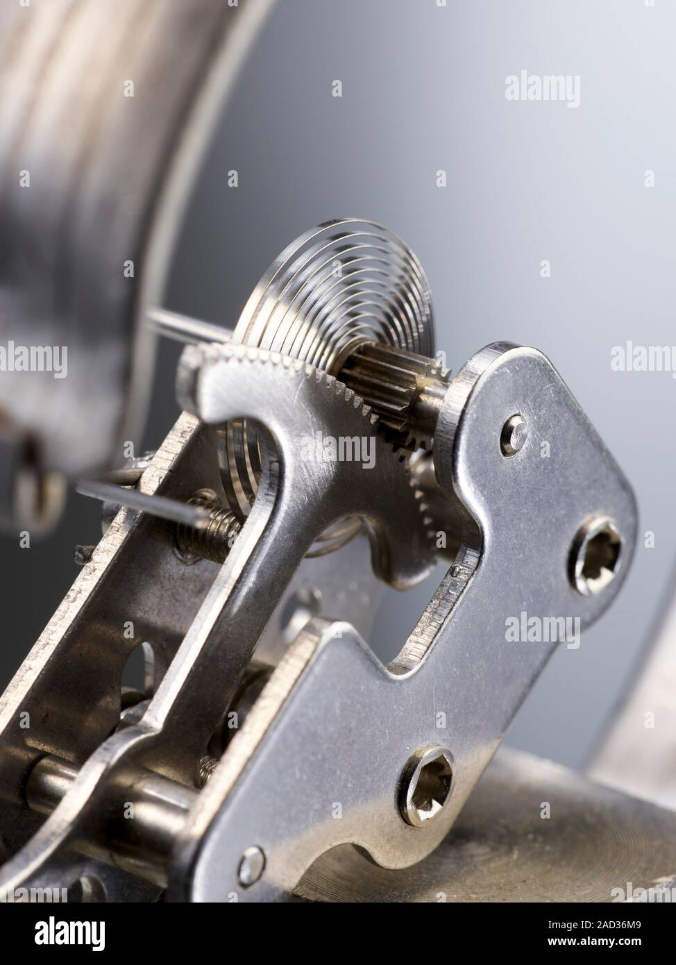Bourdon gauge manometer. A flattened, closed-ended tube is bent into a ...