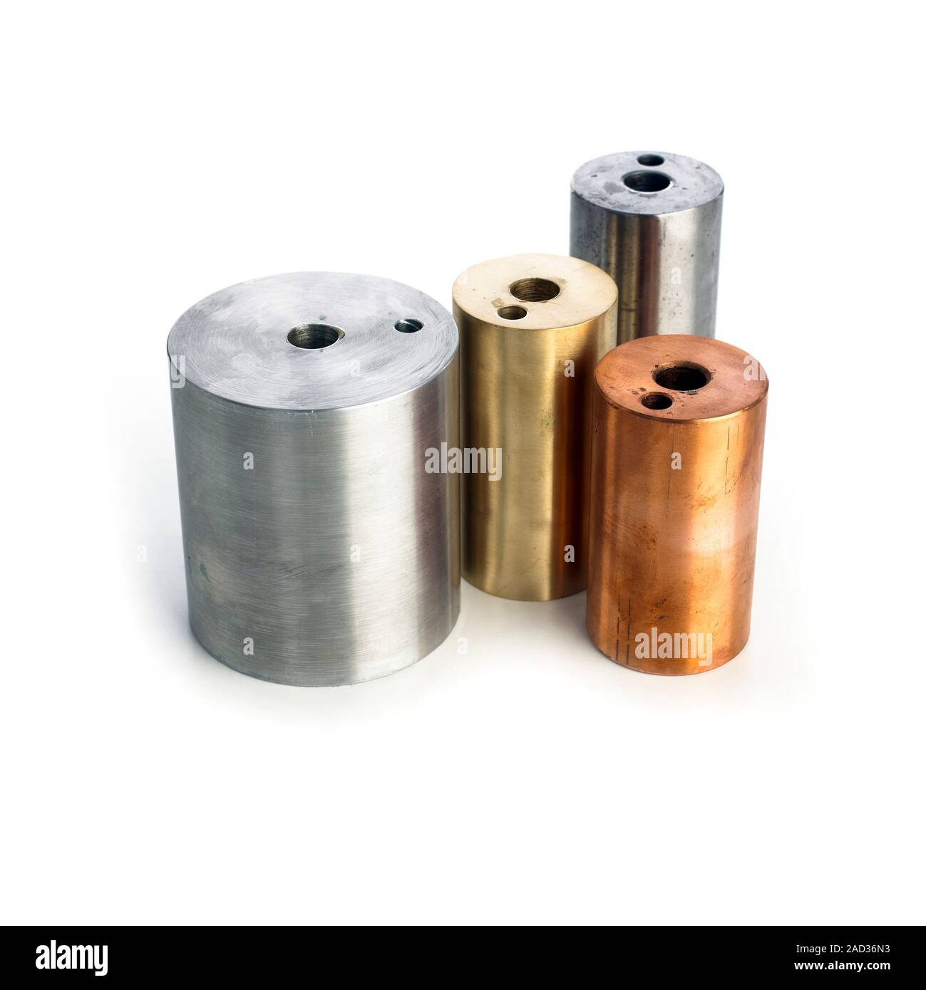 Blocks of four different metals used to compare their specific heat ...