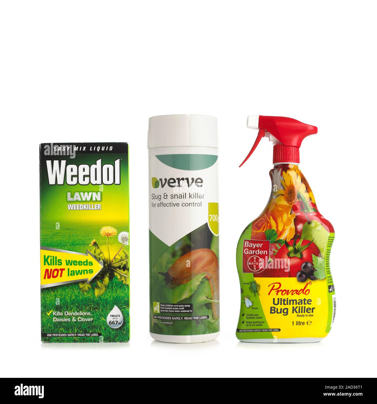 Domestic herbicide and pesticides. They are (left to right), a ...