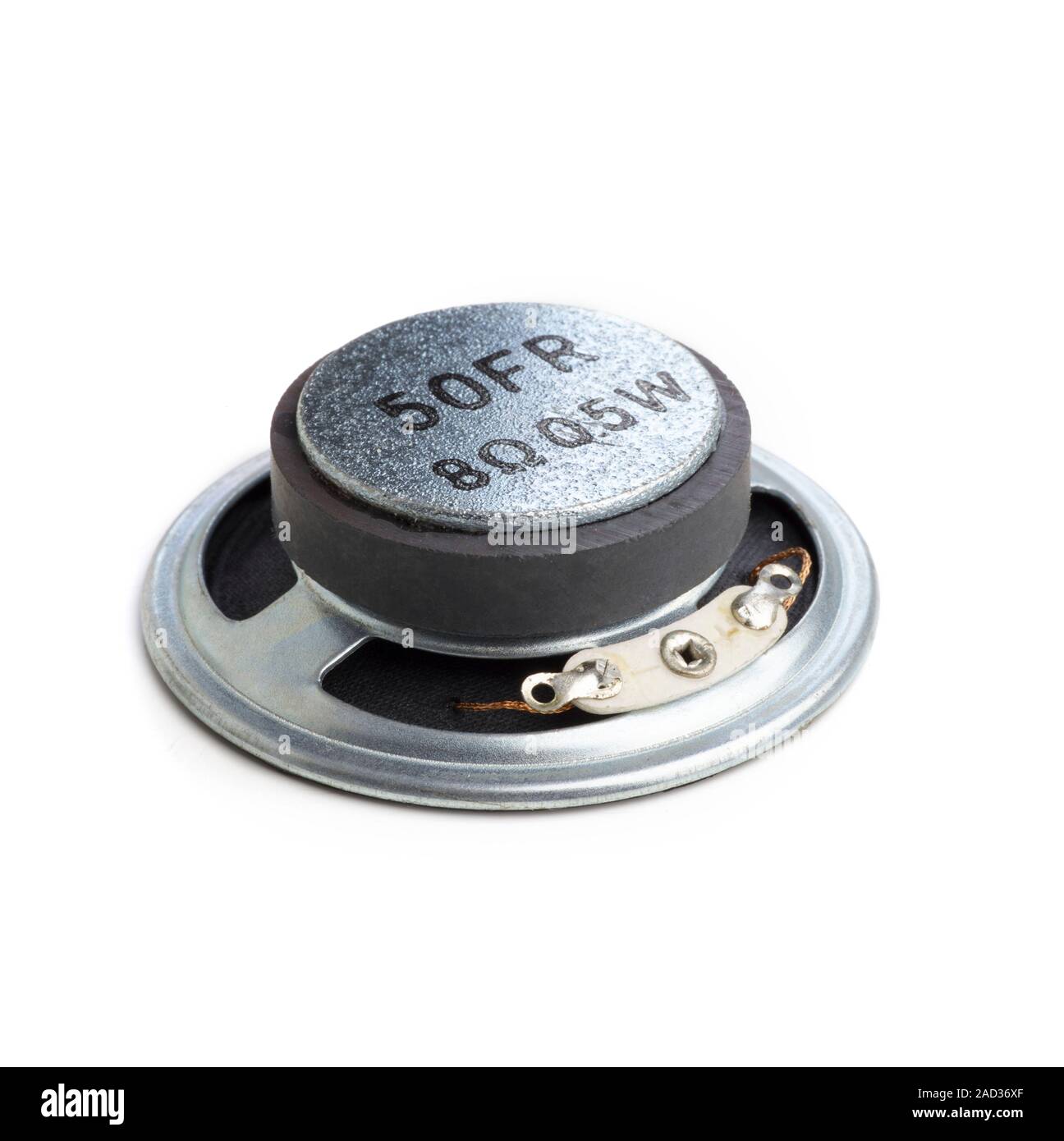 Magnetic speaker. Rear view of a magnetic speaker from a hifi system. A ...