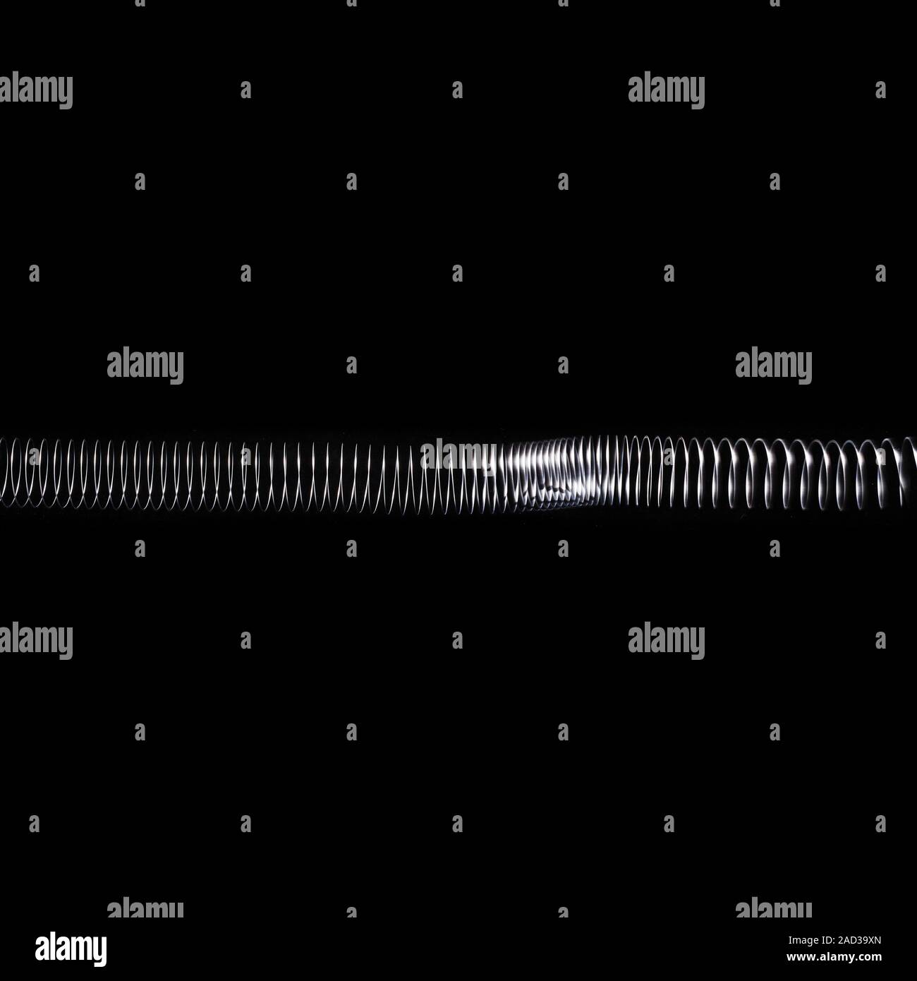 Longitudinal wave in a slinky spring. In longitudinal (or compression ...