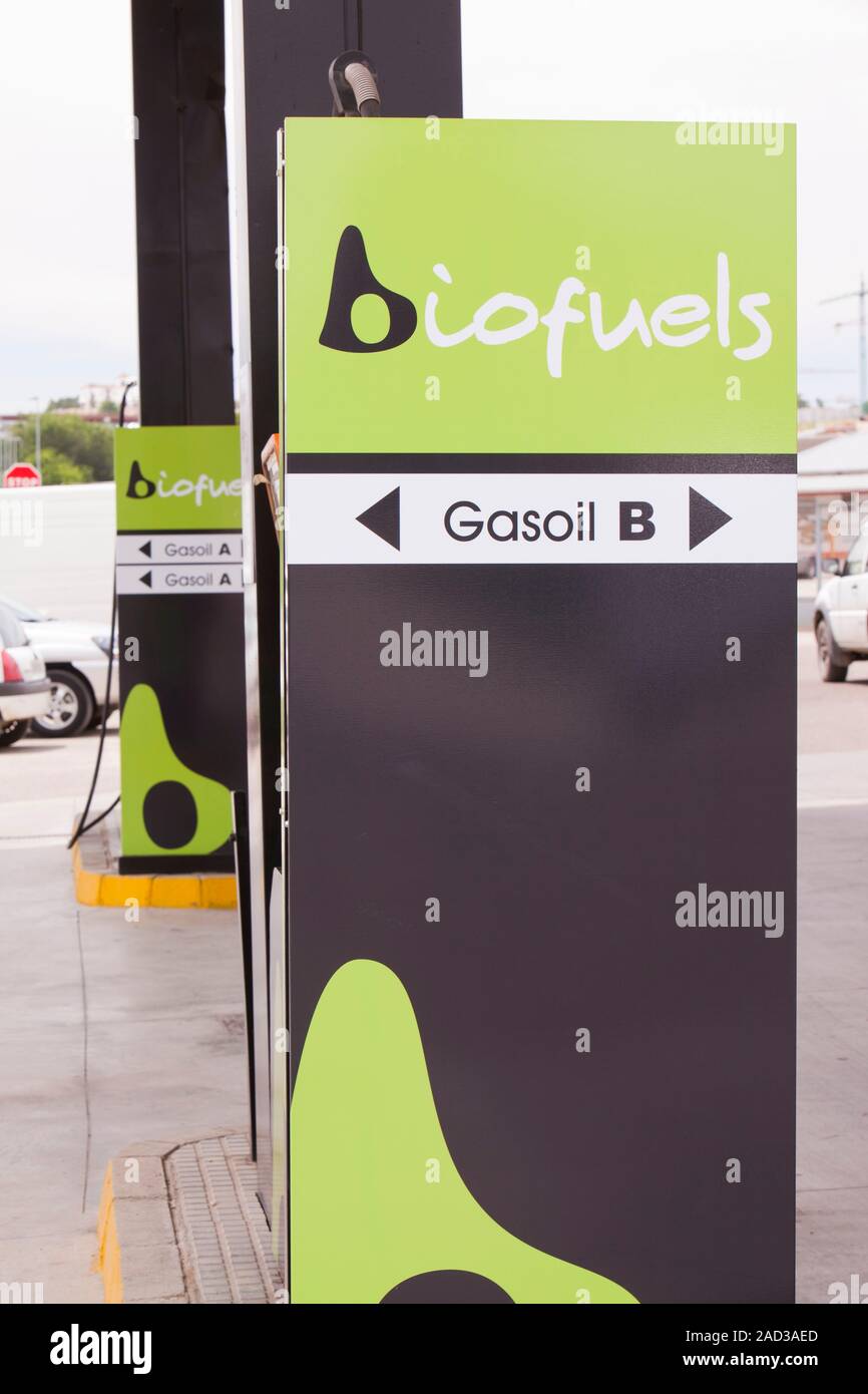 A bio fuel petrol station in Ecija, Andalucia, Spain. The only purely ...