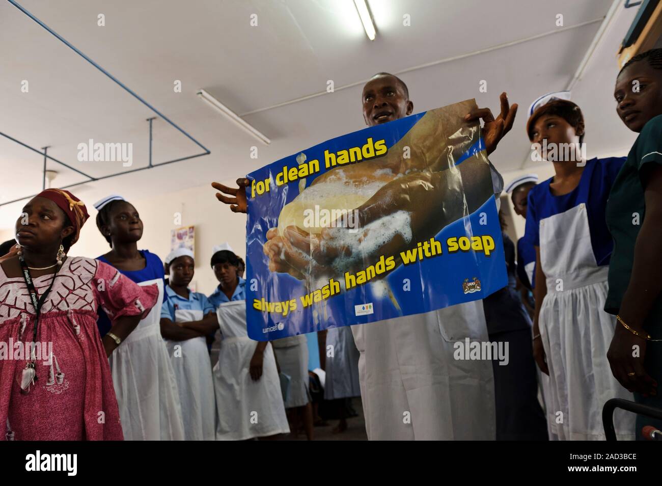 Health and hygiene education. Using theatre and song, hospital staff at ...