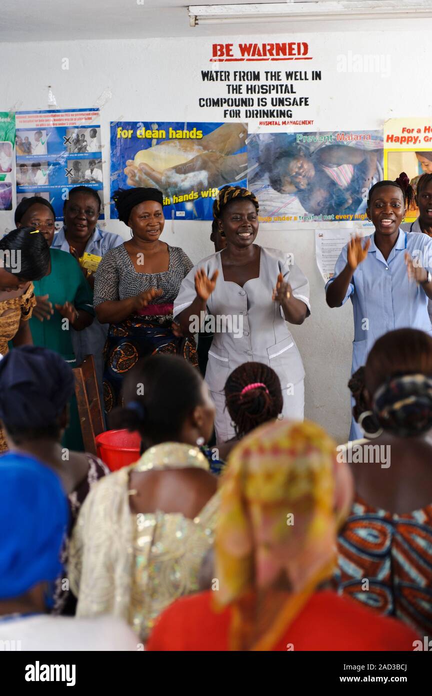 Health and hygiene education. Using theatre and song, hospital staff at ...