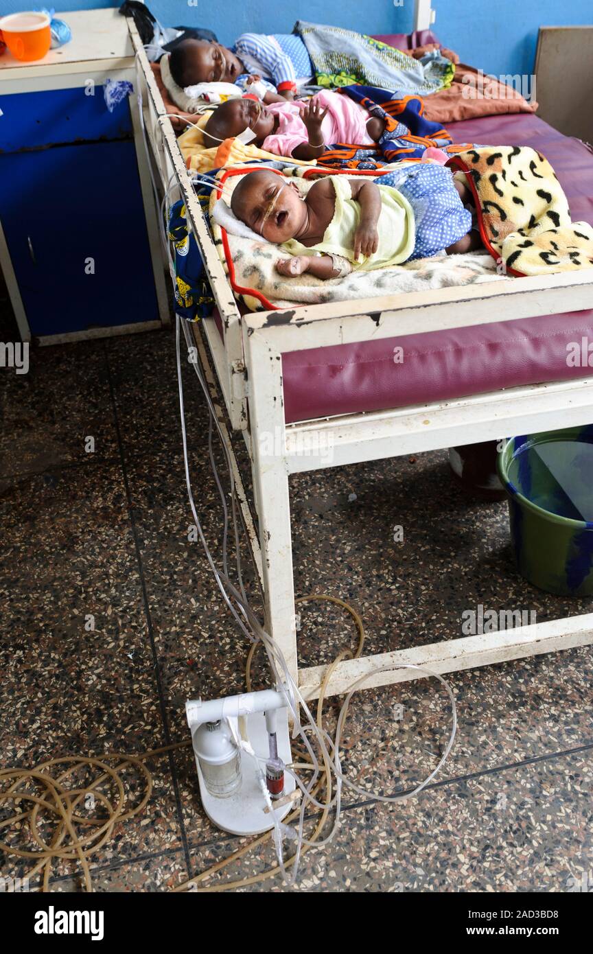 Babies receiving oxygen therapy at the Ola During Hospital, Freetown ...
