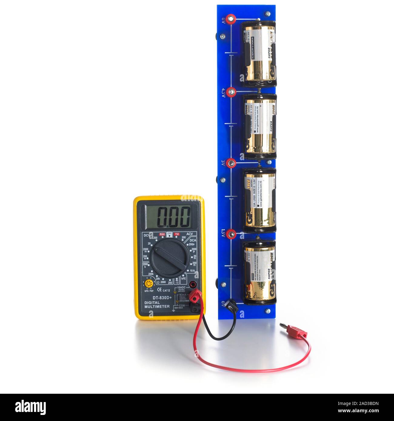 Battery circuit. Here none of the cells are connected, so the potential ...