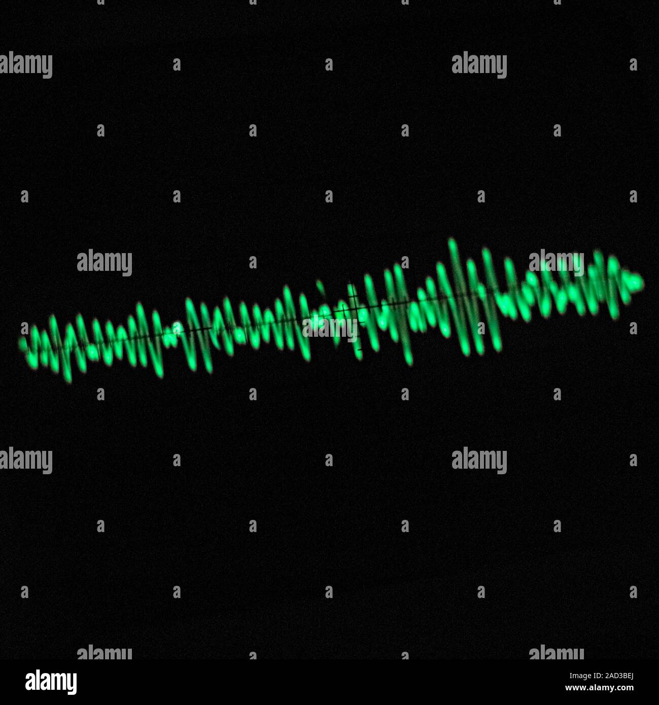 Wave trace on an oscilloscope. This is an instrument used to visualise ...