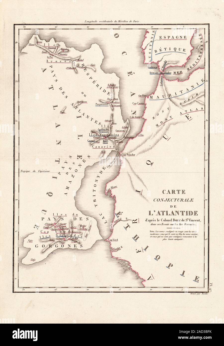Map of Atlantis. 19th-century map showing a conjectural depiction of a ...