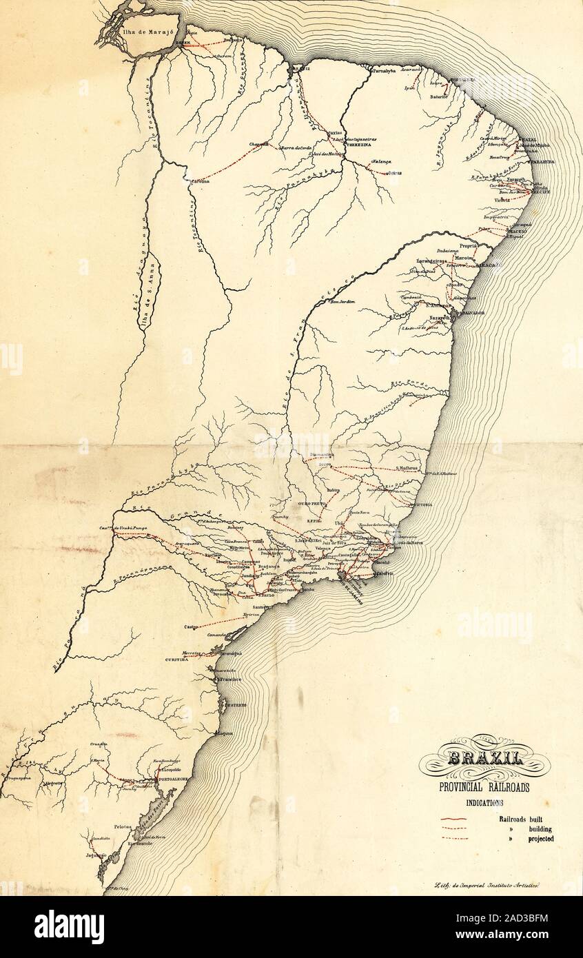 Brazil's provincial railways. Early 20th-century map of western Brazil ...