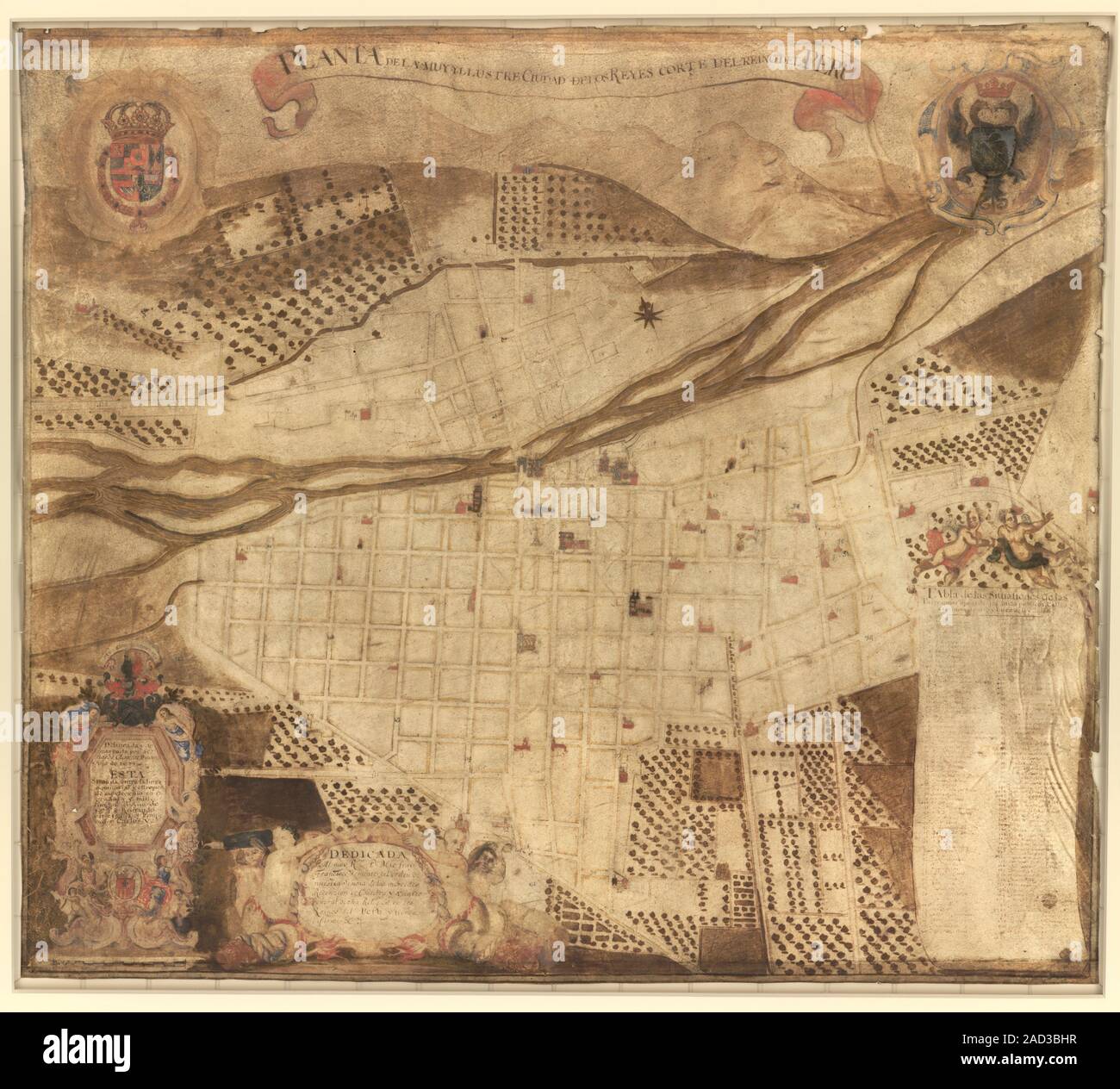 Map of Lima. 17th-century map of the street plan of Lima, Peru. The ...