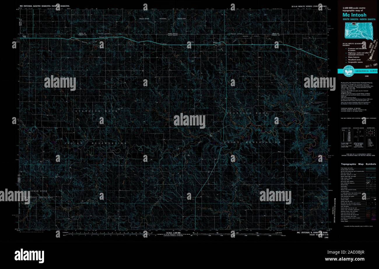 USGS TOPO Map South Dakota SD McIntosh 344695 1980 100000 Inverted ...